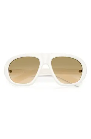 Prada 57mm Irregular Sunglasses - Talc/yellow Gradient Brown
