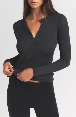 SKIMS Sheer Modal Henley - Onyx