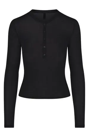 SKIMS Sheer Modal Henley - Onyx