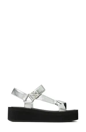 Tory Burch Mellow Platform Sandal - Silver/perfect Black