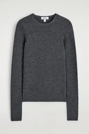 Cos Seamless Merino Wool Long-sleeved Top - Gray