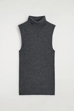Cos Seamless Merino Wool Turtleneck Top - Gray