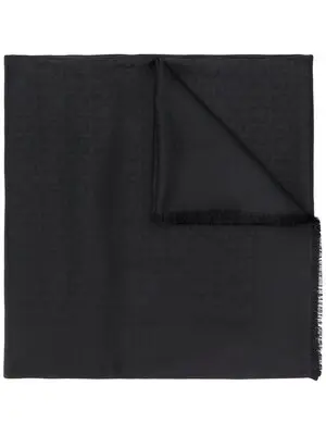 FERRAGAMO Gancini Silk And Wool Stole - Black
