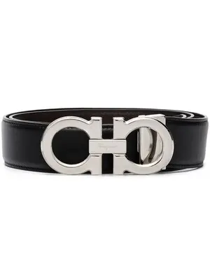 FERRAGAMO Gancini Leather Belt - Black