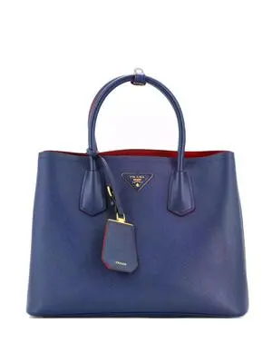 Prada Cuir Double Saffiano Leather Medium Tote Bag - Blue