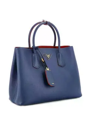 Prada Cuir Double Saffiano Leather Medium Tote Bag - Blue
