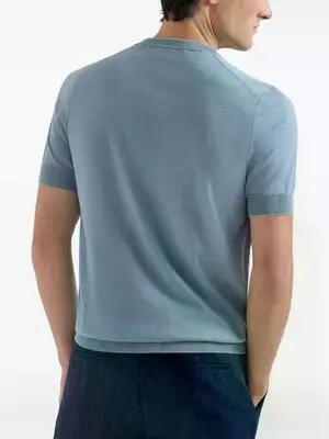 Brunello Cucinelli Cotton Lightweight Knit T-shirt With Contrast Details - Grey
