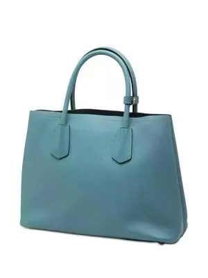 Prada Medium Saffiano Cuir Double Satchel - Blue