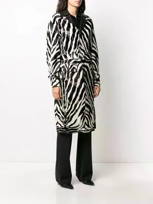 TOD'S Zebra Print Calf Hair Trench Coat
