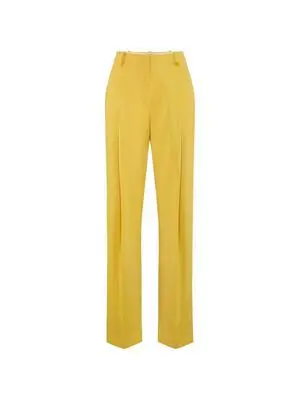 Elisabetta Franchi Logo Charm Pleated Trousers - Yellow
