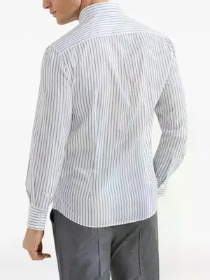 Brunello Cucinelli Multistripe Button-down Collar Shirt - White