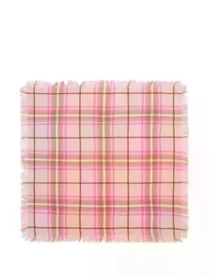 Eric Bompard Woven Tartan Square Scarf - Pink