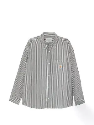 Carhartt Work In Progress L/s Daldry Striped-pattern Chest-pocket Shirt - Black