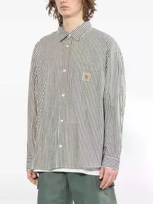 Carhartt Work In Progress L/s Daldry Striped-pattern Chest-pocket Shirt - Black