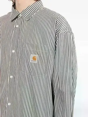 Carhartt Work In Progress L/s Daldry Striped-pattern Chest-pocket Shirt - Black