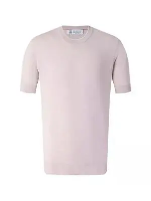 Brunello Cucinelli Cotton Lightweight Knit T-shirt With Contrast Details