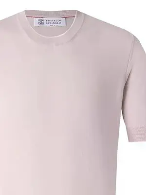 Brunello Cucinelli Cotton Lightweight Knit T-shirt With Contrast Details