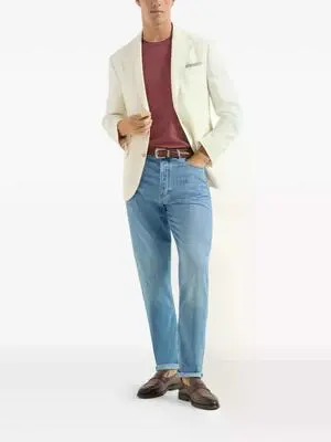 Brunello Cucinelli Cotton Lightweight Knit T-shirt With Contrast Details - Red