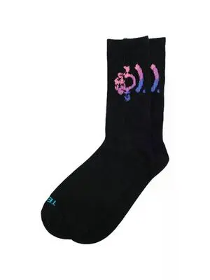 DENIM TEARS Graphic-print Socks - Black