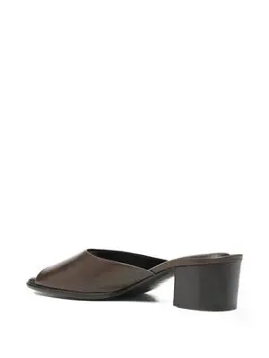 LEMAIRE Square-heeled Mules In Leather - Brown