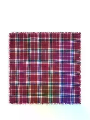 Eric Bompard Tartan Fringed Scarf - Red