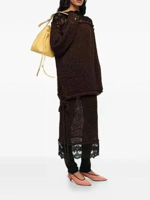 Bimba Y Lola Lace-trim Knit Midi Skirt - Brown