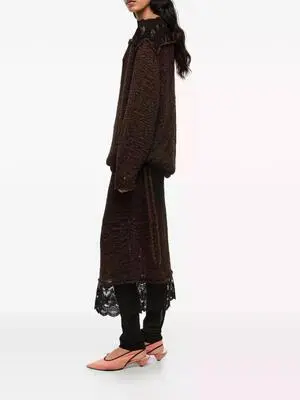 Bimba Y Lola Lace-trim Knit Midi Skirt - Brown