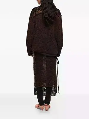 Bimba Y Lola Lace-trim Knit Midi Skirt - Brown