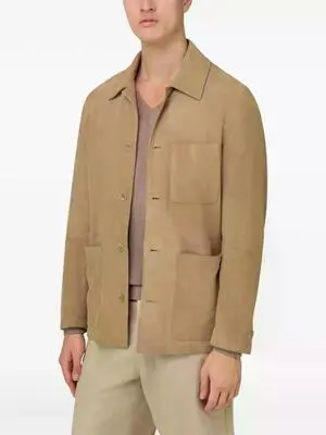 Boggi Milano Shirt-collar Leather Jacket - Neutrals