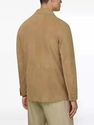 Boggi Milano Shirt-collar Leather Jacket - Neutrals