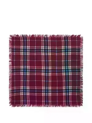Eric Bompard Tartan Fringed Scarf - Red