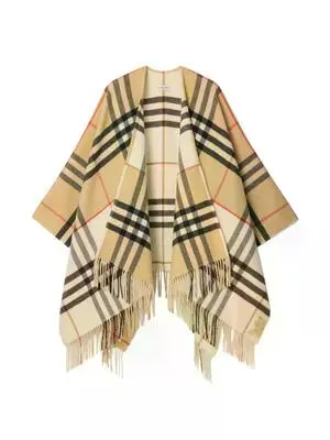 Burberry Checked Fringed Cape - Neutrals