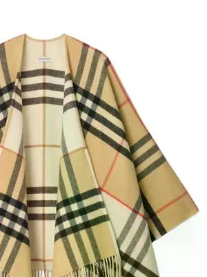 Burberry Checked-pattern Fringed-detail Cape