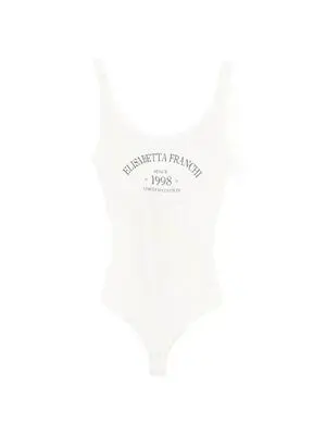 Elisabetta Franchi Logo Detail Ribbed Bodysuit - White