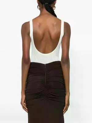 Elisabetta Franchi Ribbed Knit Bodysuit With Logo Print - White