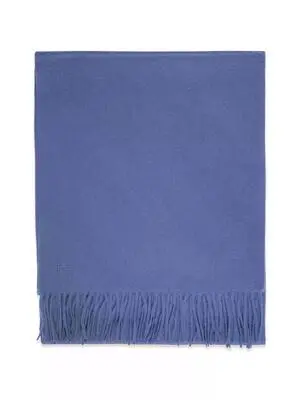Eric Bompard Eb Fringed Monogram Scarf - Blue