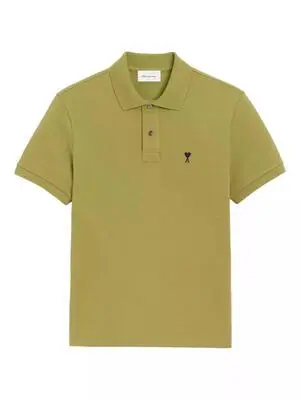 AMI Paris Cotton Short Sleeves De Coeur Polo Shirt - Green