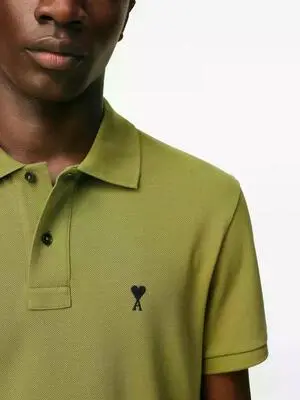 AMI Paris Cotton Short Sleeves De Coeur Polo Shirt - Green