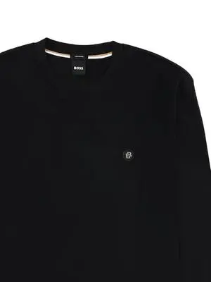BOSS Mercerised-cotton T-shirt With Double B Monogram - Black