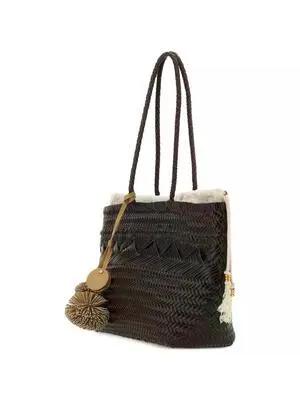 GIANNI CHIARINI Large Paloma Woven Shoulder Bag With Tassel Detail - Brown