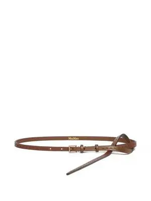 Max Mara Leather Skinny Belt - Brown