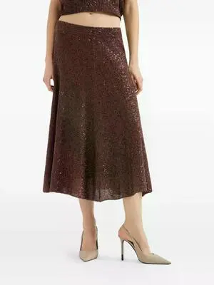 Brunello Cucinelli Elastic-waistband Midi Skirt - Brown