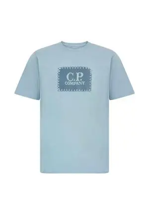 C.P. COMPANY Jersey 30/1 Short Sleeves Logo Label T-shirt - Blue