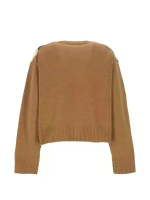 GANNI Argyle-knit Crew-neck Sweater - Brown