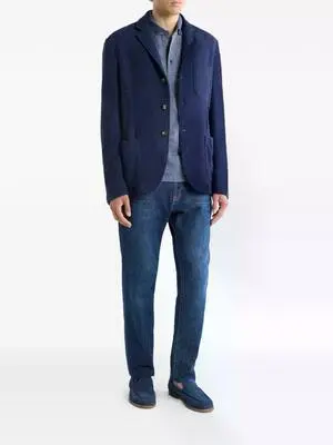 Etro Arnica-motif Cotton Polo Shirt - Blue