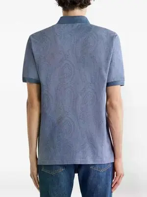 Etro Arnica-motif Cotton Polo Shirt - Blue