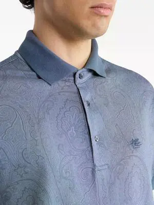 Etro Arnica-motif Cotton Polo Shirt - Blue