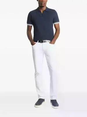 FAY Striped Piqued Short-sleeves Polo Shirt - Blue