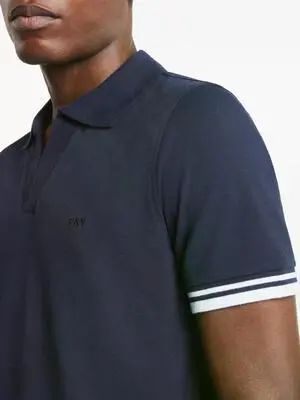 FAY Striped Piqued Short-sleeves Polo Shirt - Blue