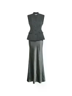 SELF-PORTRAIT Buttoned Maxi Dress